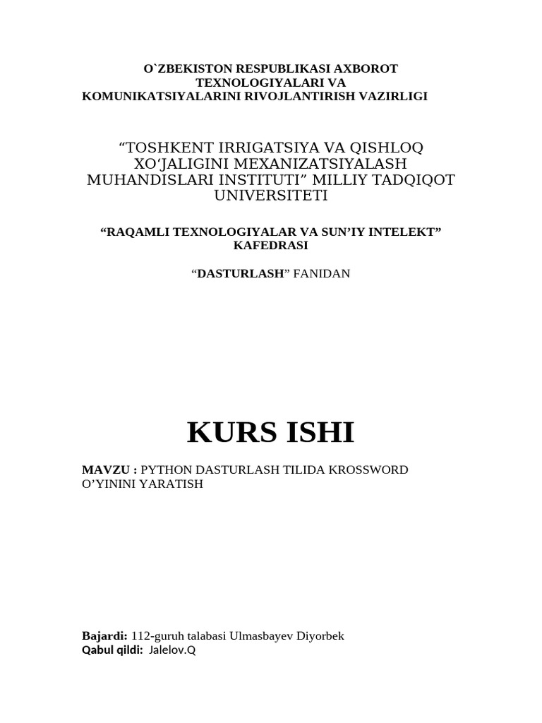 Kurs ishi | PDF