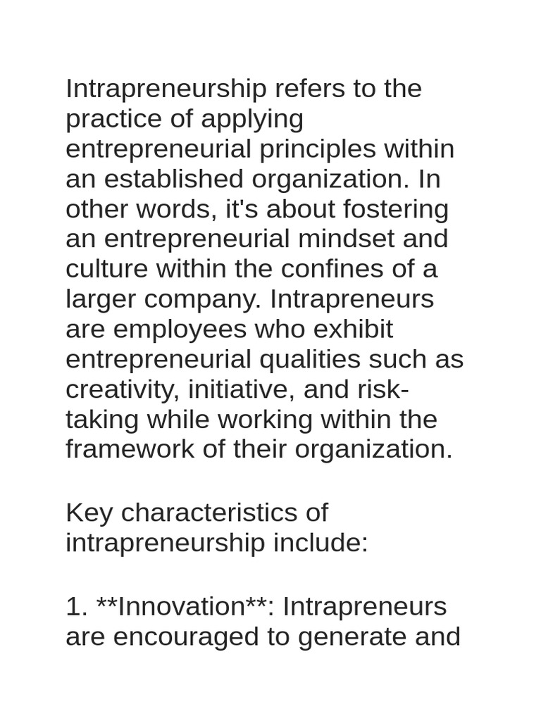 Intrapreneurship | PDF