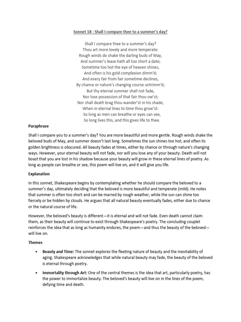 Sonnet 18 138 Pdf Poetry Stanzaic Form