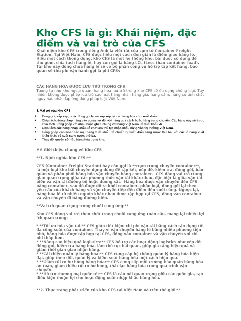 Kho CFS Là Gì | PDF