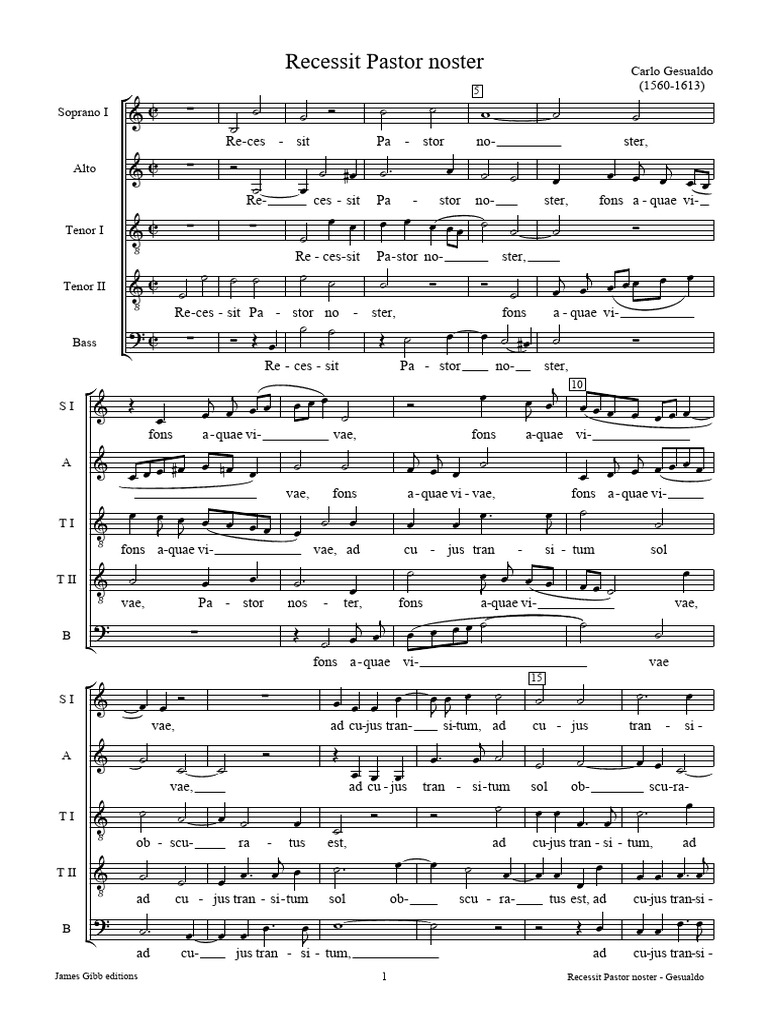 Recessit Pastor Noster: Gesualdo Score | PDF