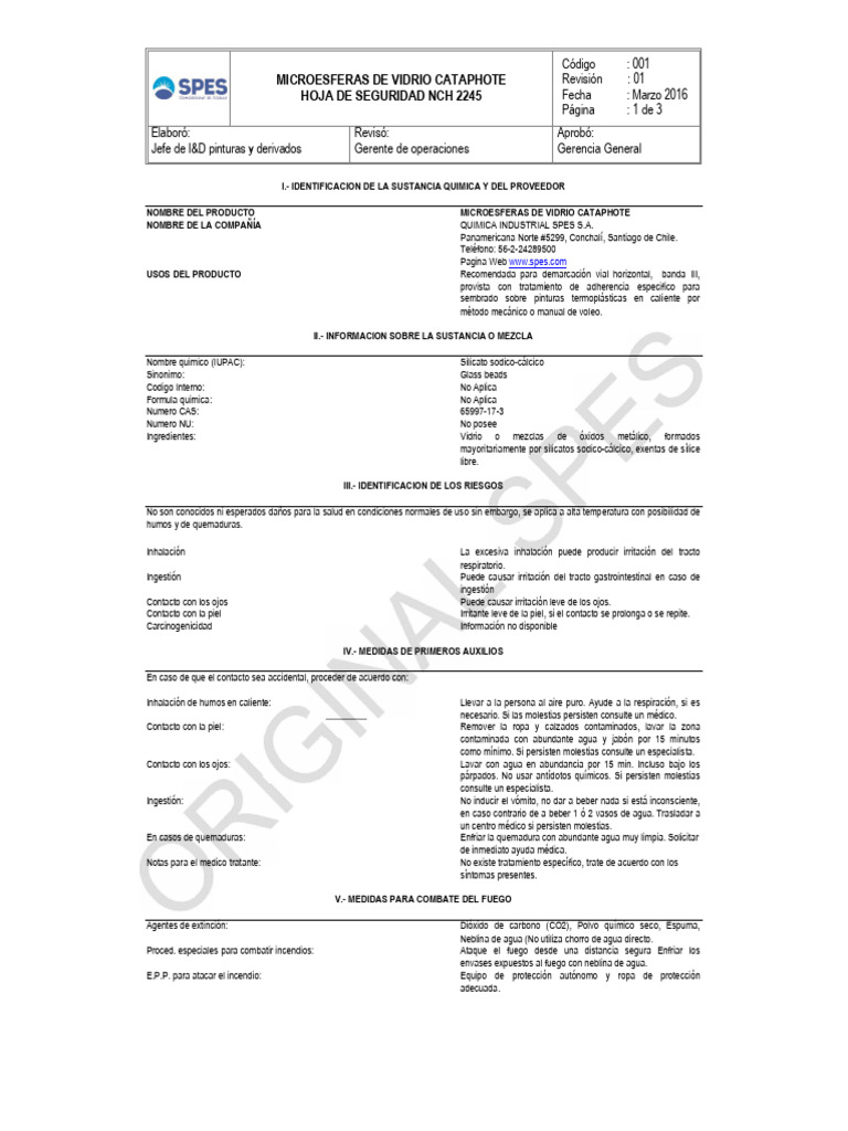Hds Microesferas de Vidrio Cataphote | PDF | Agua | Lentes