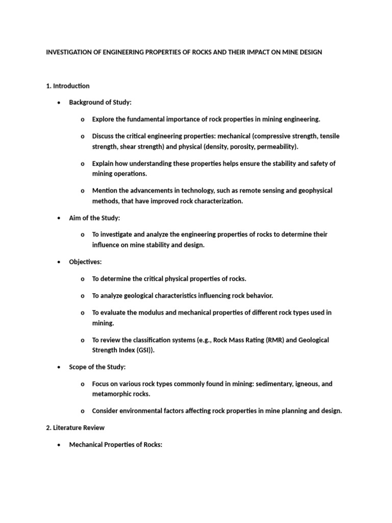 Investigation of Engineering Properties of Rocks and Their Impact On Mine Design | PDF | Rock ...