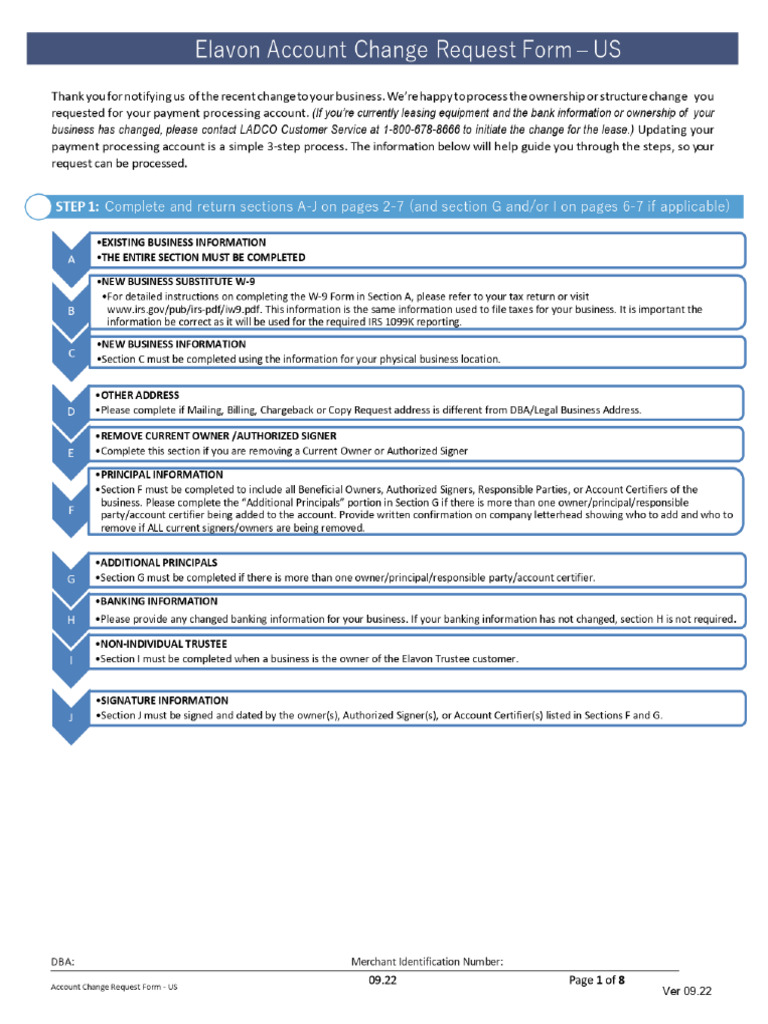 Elavon Account Change Request Guide | PDF | Limited Liability Company ...