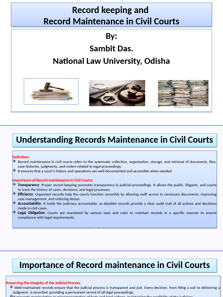 2.3 - Maitainance of Records in Civil Courts | PDF | Lawsuit | Records ...