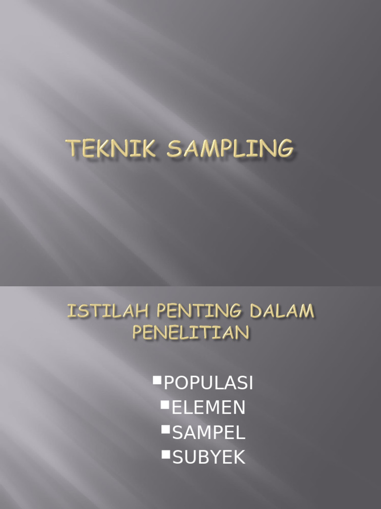 Teknik Sampling | PDF | Sains & Matematika