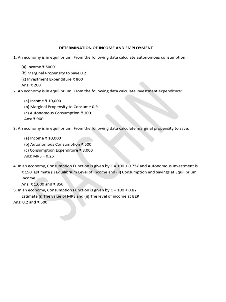 Eco-Determination of Income (Numerical) | PDF