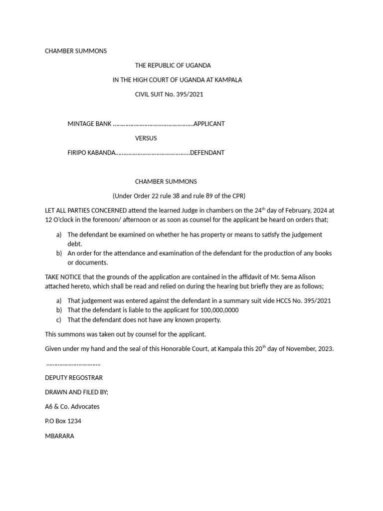 Chamber Summons | PDF | Law
