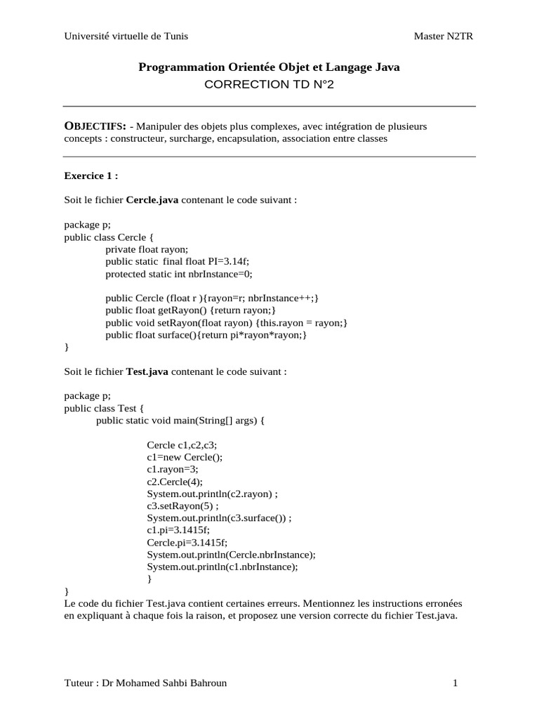 Correction TD2 | PDF | Classe (informatique) | Java (Langage de programmation)