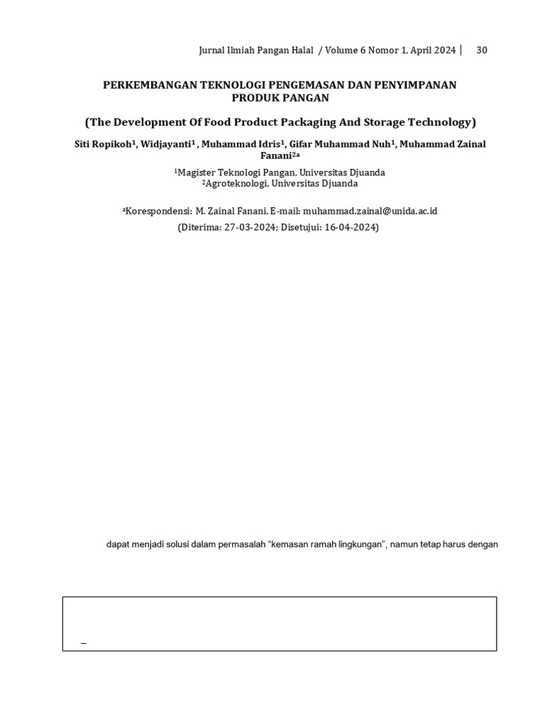 Perkembangan Teknologi Pengemasan Dan Penyimpanan Produk Pangan (The ...