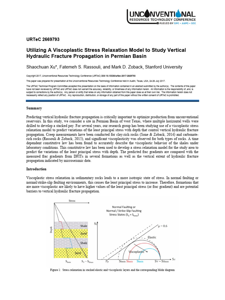 Xu Et Al 2017 Utilizing A Viscoplastic Stress Relaxation Model To Study Vertical Hydraulic ...