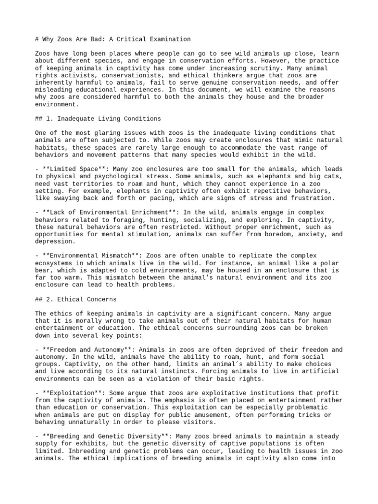 Why Zoos Harm Animals and Conservation | PDF | Zoo | Natural Environment