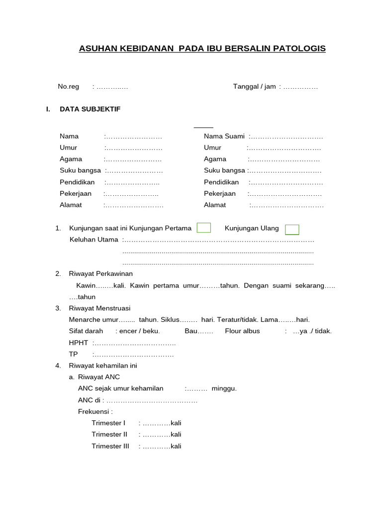 form ASKEB IBU BERSALIN fisiologis | PDF