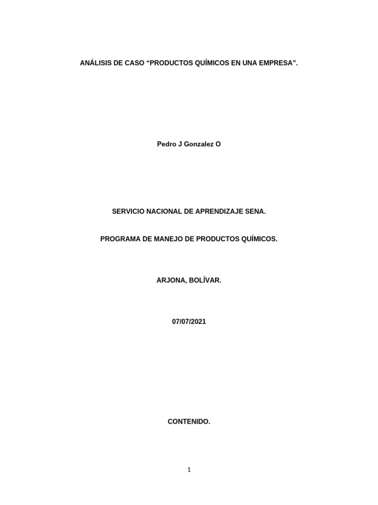 519781396 Evidencia Analisis De Caso Productos Quimicos En Una Empresa Pdf Fertilizante Quemar