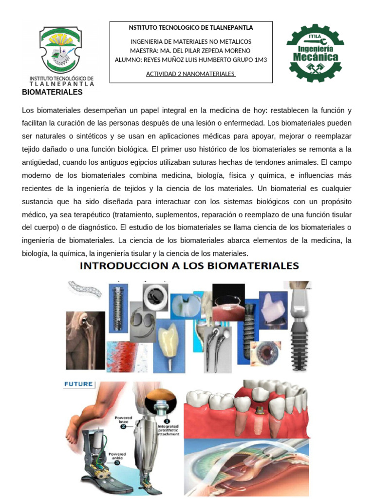 BIOMATERIALES | PDF | Biomaterial | Calor