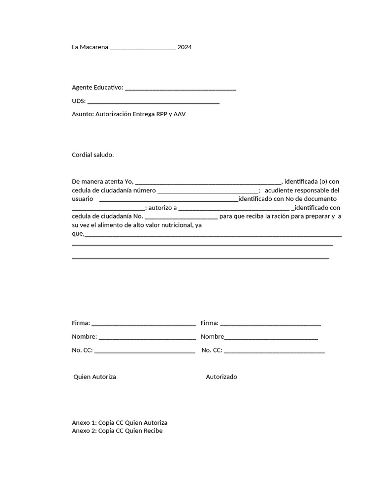 Autorizacion RPP y Aavn | PDF