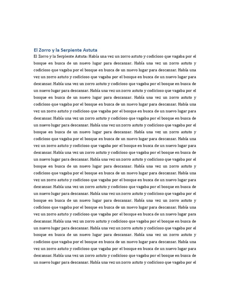 El Zorro y La Serpiente Astuta | PDF | Historia