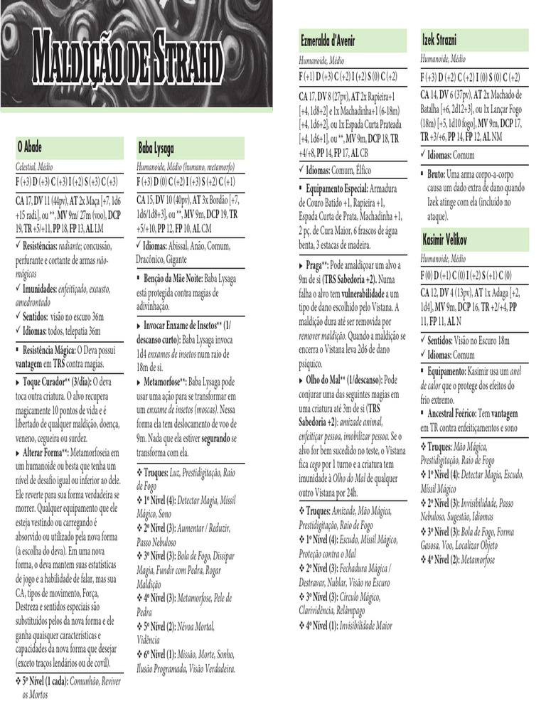 PdMs Maldição de Strahd - Book | PDF