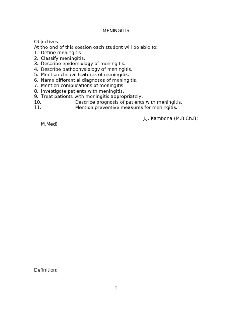 Meningitis Pdf Meningitis Cerebrospinal Fluid