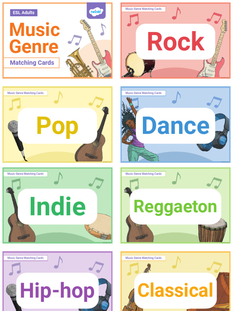 T e 1686556064 Esl Music Genre Matching Cards Adults b1 b2 - Ver - 1 ...