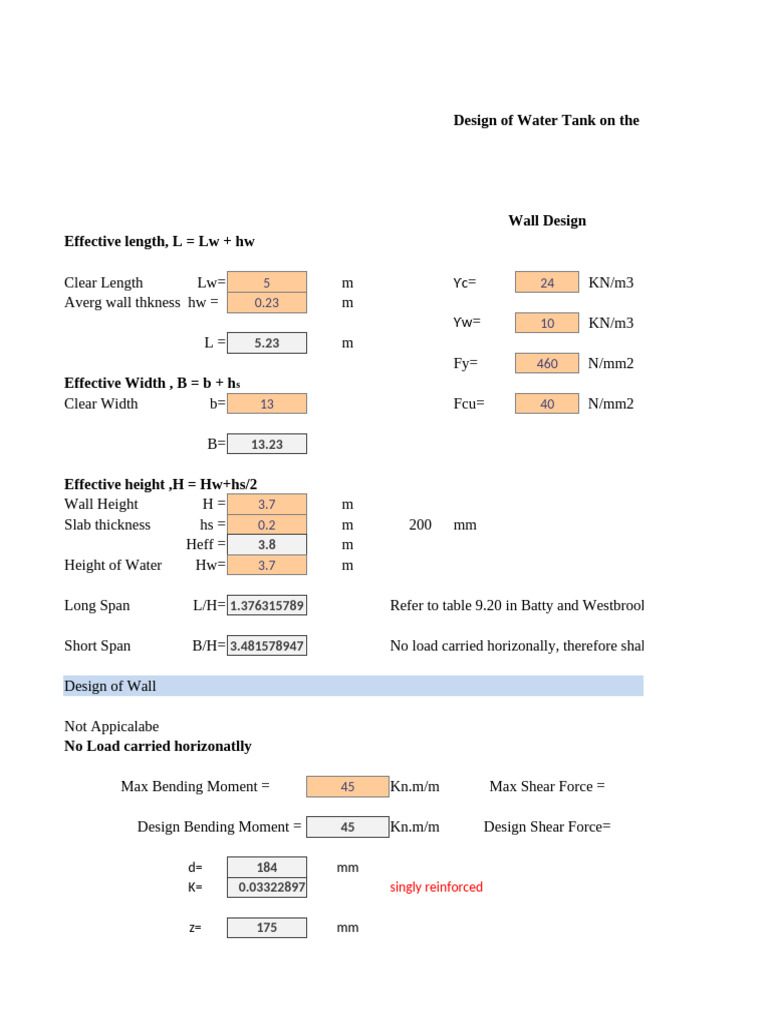 Design Tank by BS8007&8110 | PDF | Bending | Solid Mechanics