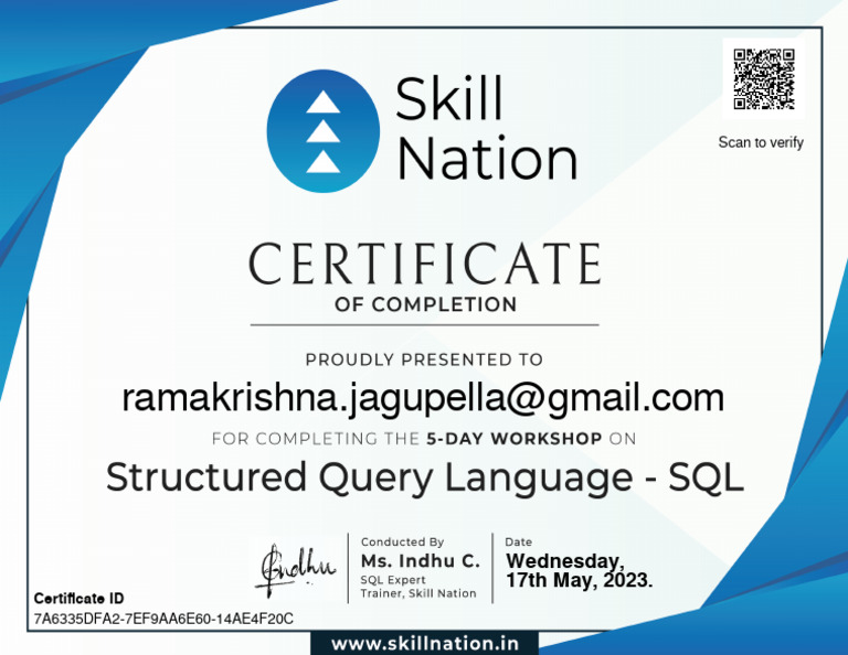 SQL-Workshop Certificate | PDF