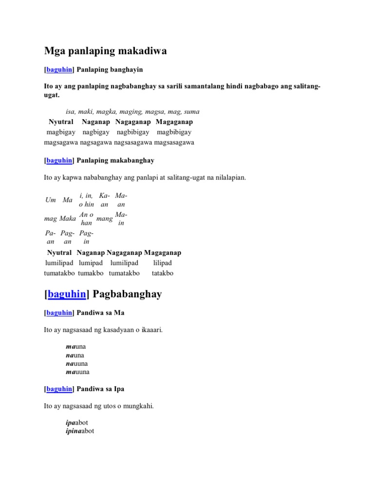 Filipino Pandiwang Naganap | PDF