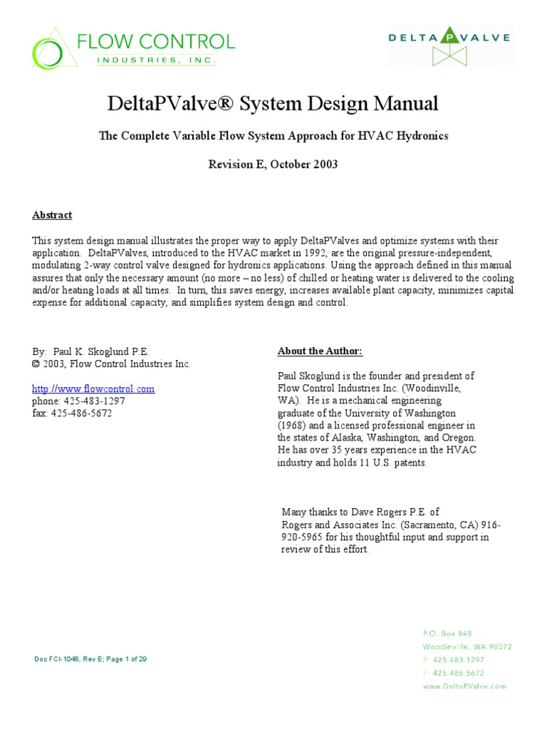 1048E - Delta P Valves - System Design Manual | PDF | Air Conditioning ...