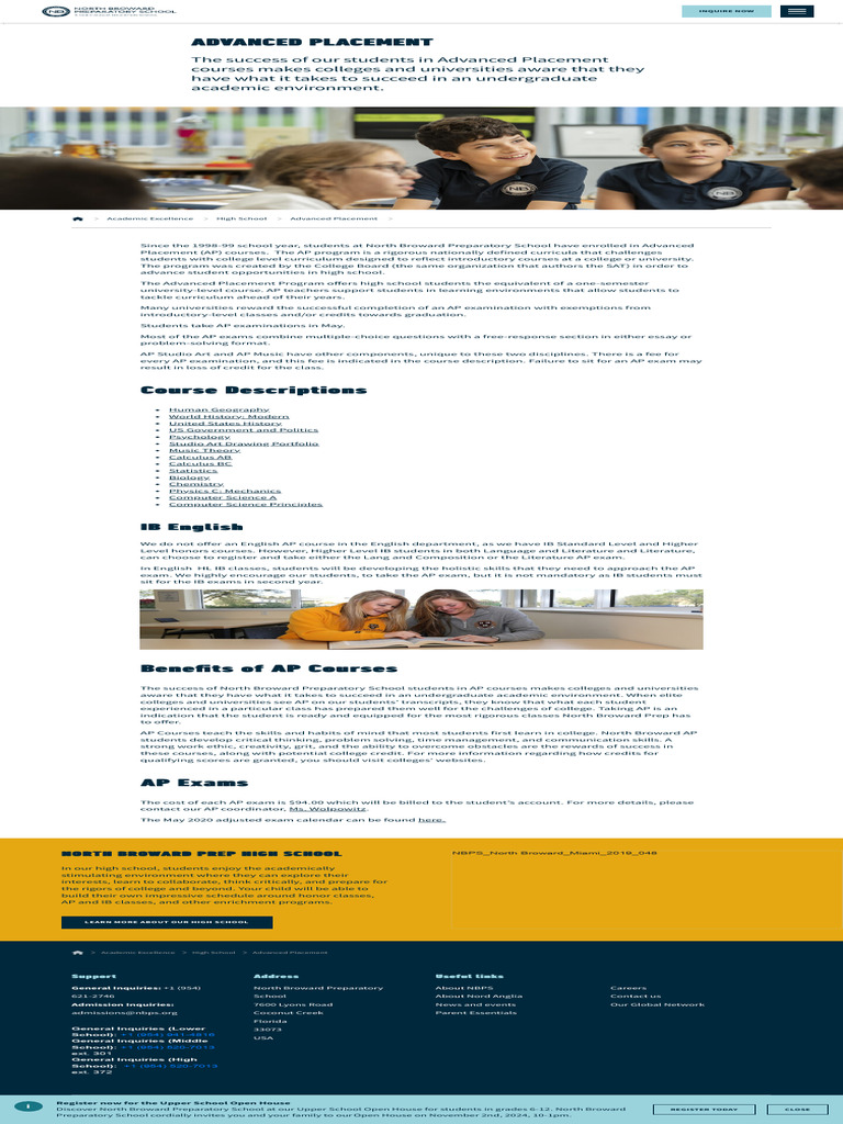 Advanced Placement North Broward Preparatory School | PDF | Advanced Placement | Educational Stages