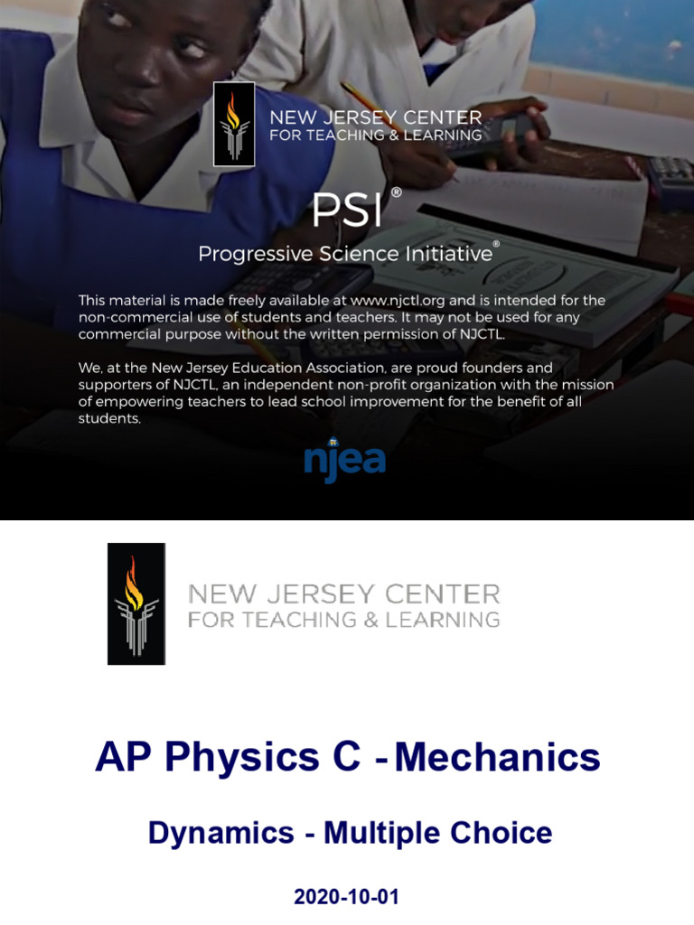 AP Physics C Mechanics Quiz | PDF | Force | Friction
