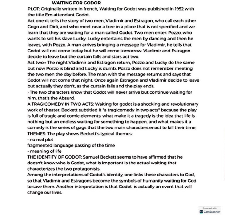 Waiting For Godor Riassunto | PDF