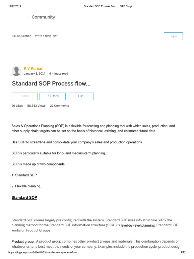 Standard SOP Process Flow - SAP Blogs | PDF | Computers