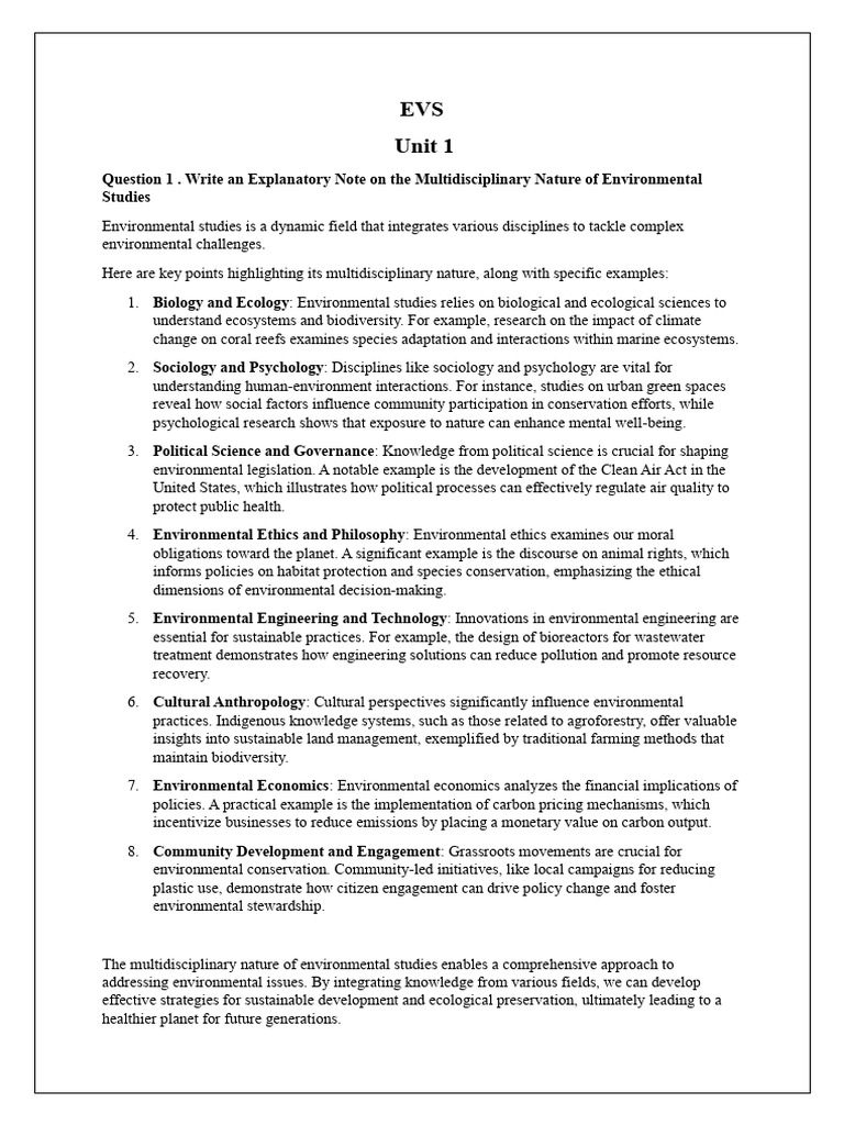 unit 1 5QA | PDF | Ecosystem | Sustainability
