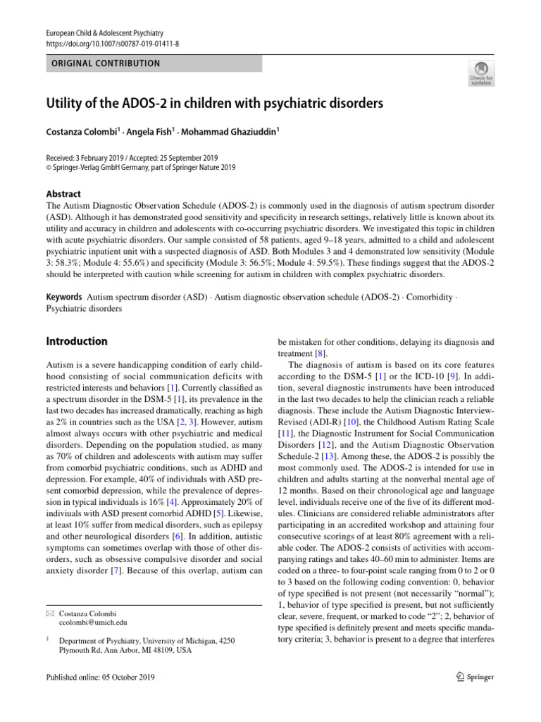 ADOS-2 | PDF | Mental Disorder | Autism Spectrum
