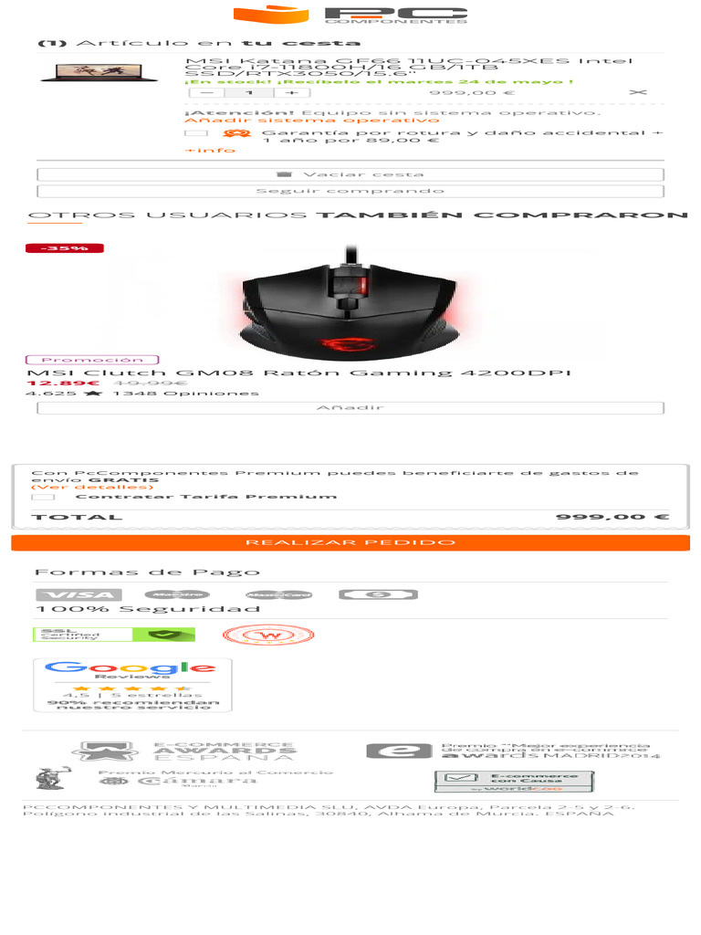 Detalle de Mi Carrito PcComponentes | PDF | Finanzas y administración ...