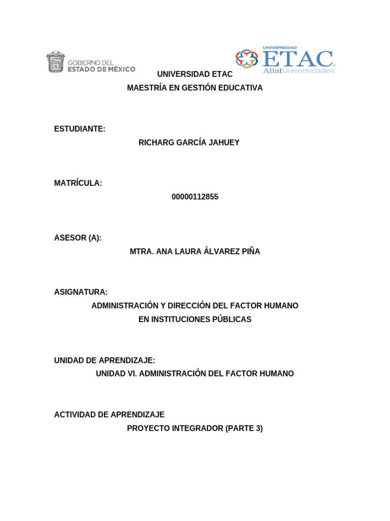Proyecto Parte 3 Analisis de Caso GAJAR | PDF | Planificación | Gestión de recursos humanos