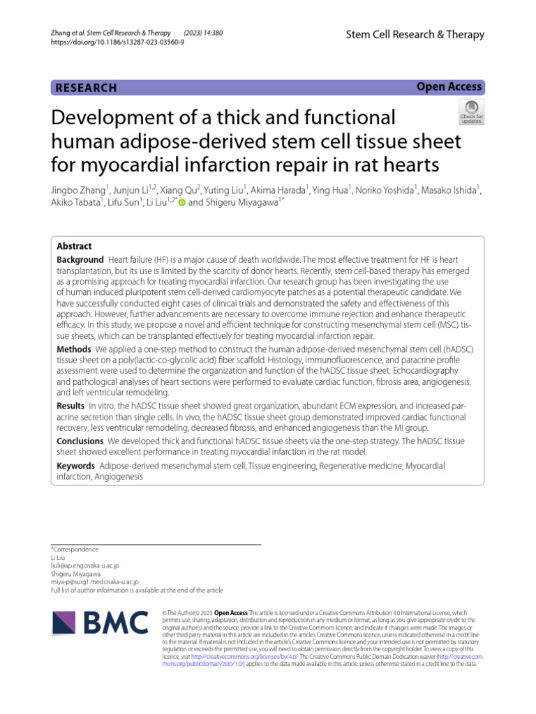 Development of A Thick and Functional Human Adipose-Derived Stem Cell ...