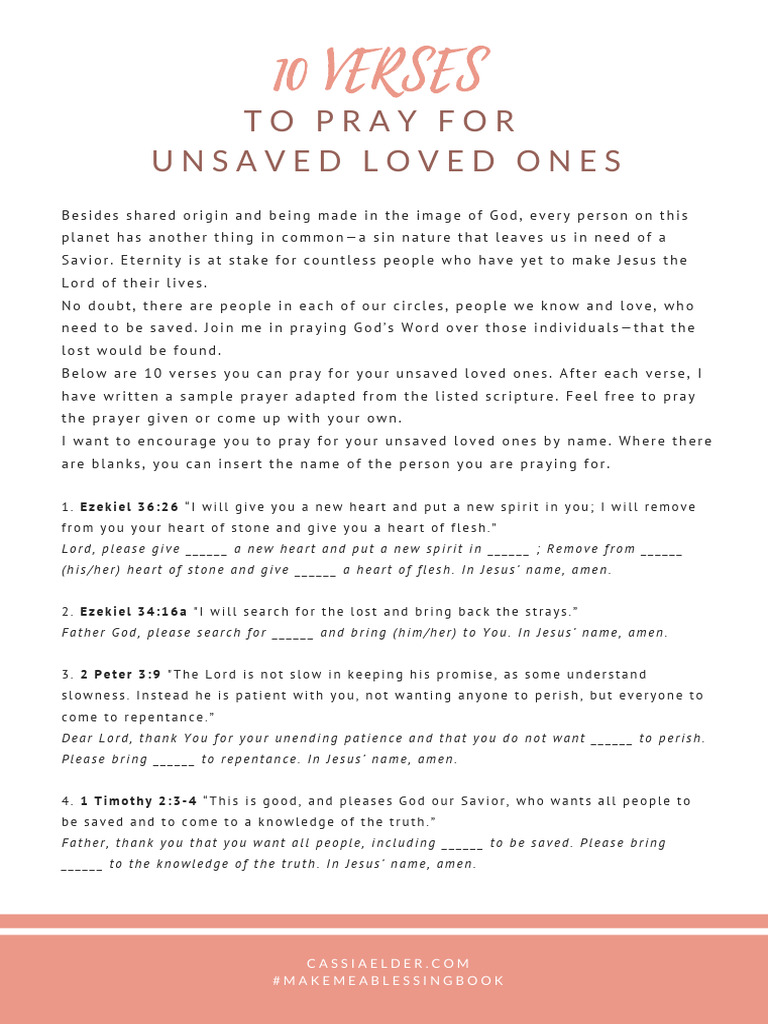 10 Verses To PRAY For Unsaved Loved Ones | PDF | Eternal Life ...