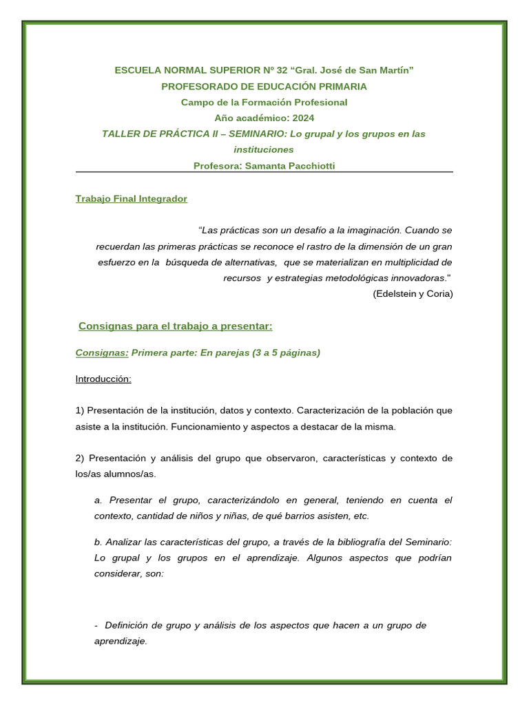 Actividad Del TP Integrador | PDF | Enseñando | Maestros