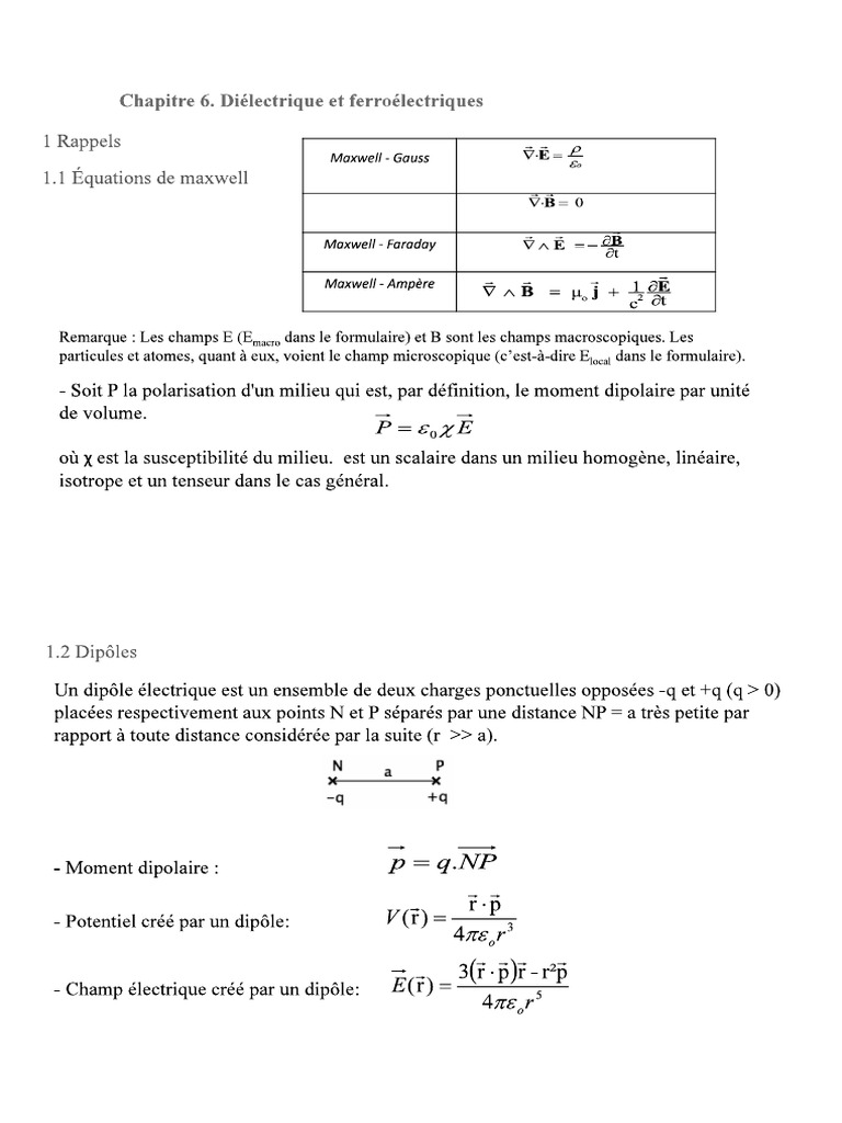 CH 6 Diélectrique Et Ferroélectriques Enstab | PDF