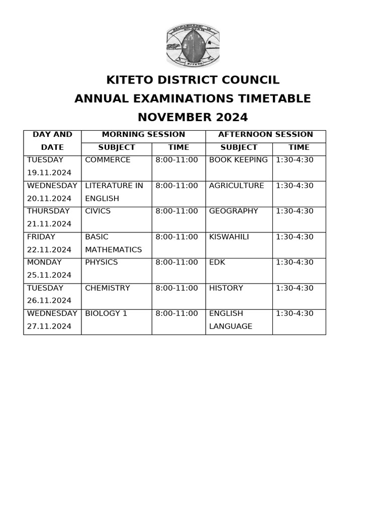 Annual Timetable Final | PDF