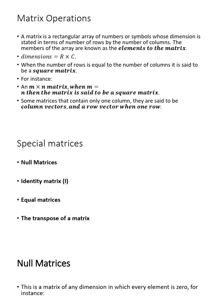 Understanding Matrix Operations and Properties | PDF | Matrix ...