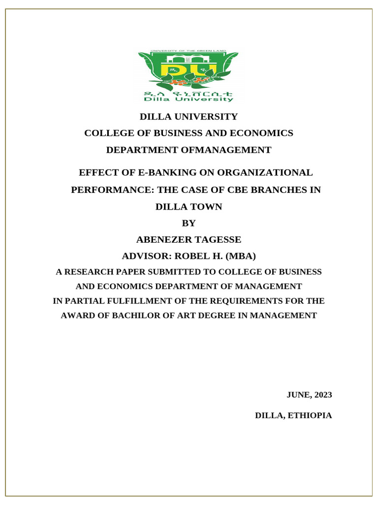 Abenezer Tagesse Research First Draft1 | PDF | Banks | Banks & Banking