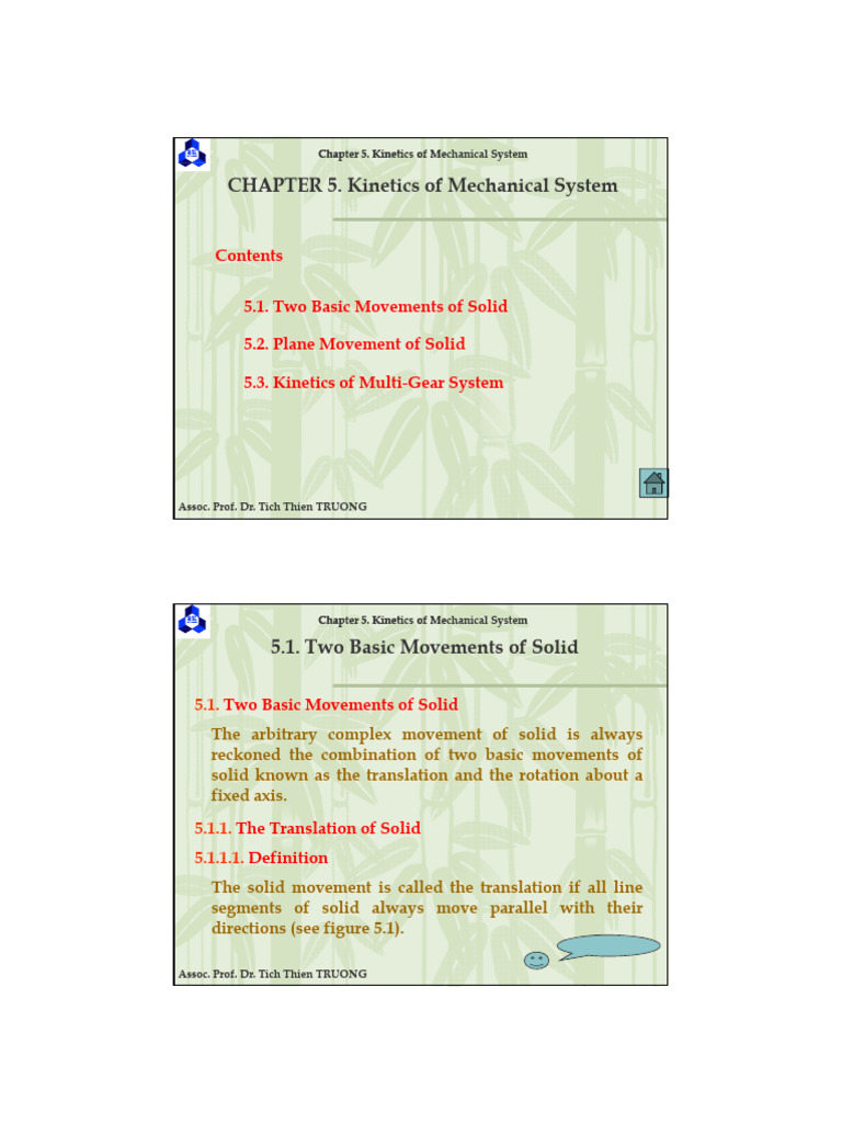 CHAPTER 5. Kinetics of Mechanical System: 5.1. Two Basic Movements of Solid | PDF | Velocity ...