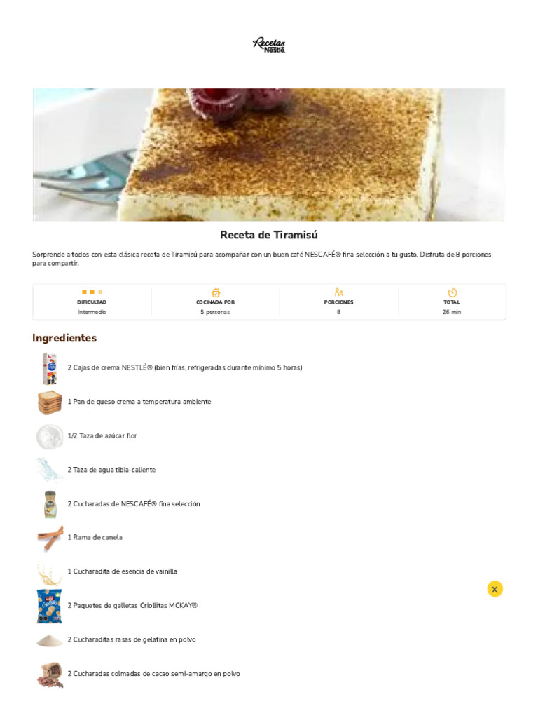 Deliciosa Receta de Tiramisú | PDF | Postres | Té