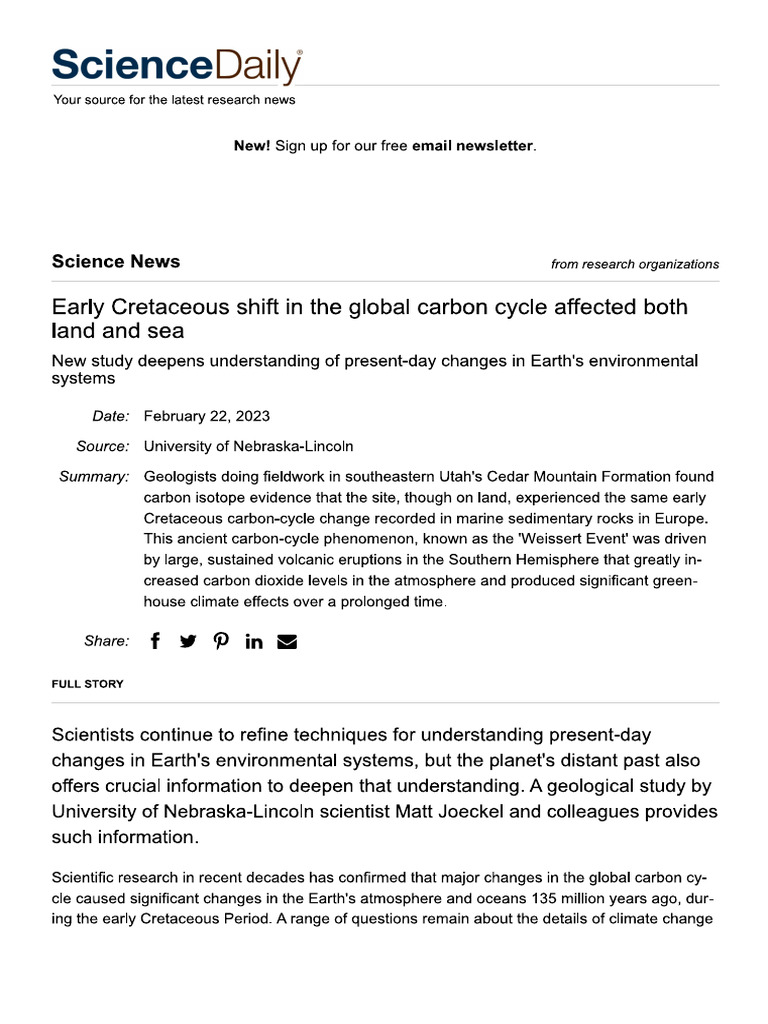 Science Daily - Global Carbon Cycle | PDF