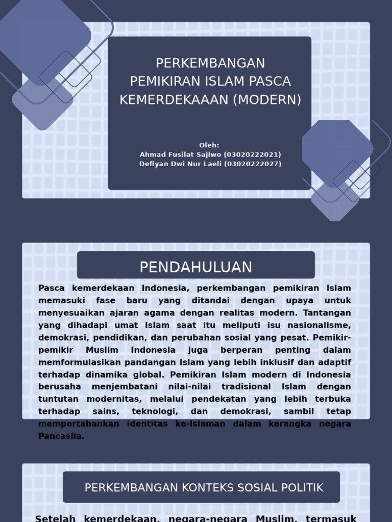 Perkembangan Pemikiran Islam Pasca Kemerdekaan (Modern) New. | PDF | Agama & Spiritualitas