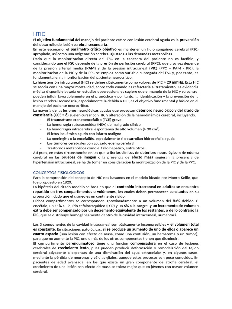 Hipertensión Intracranial | PDF | Medicina CLINICA | Especialidades Medicas