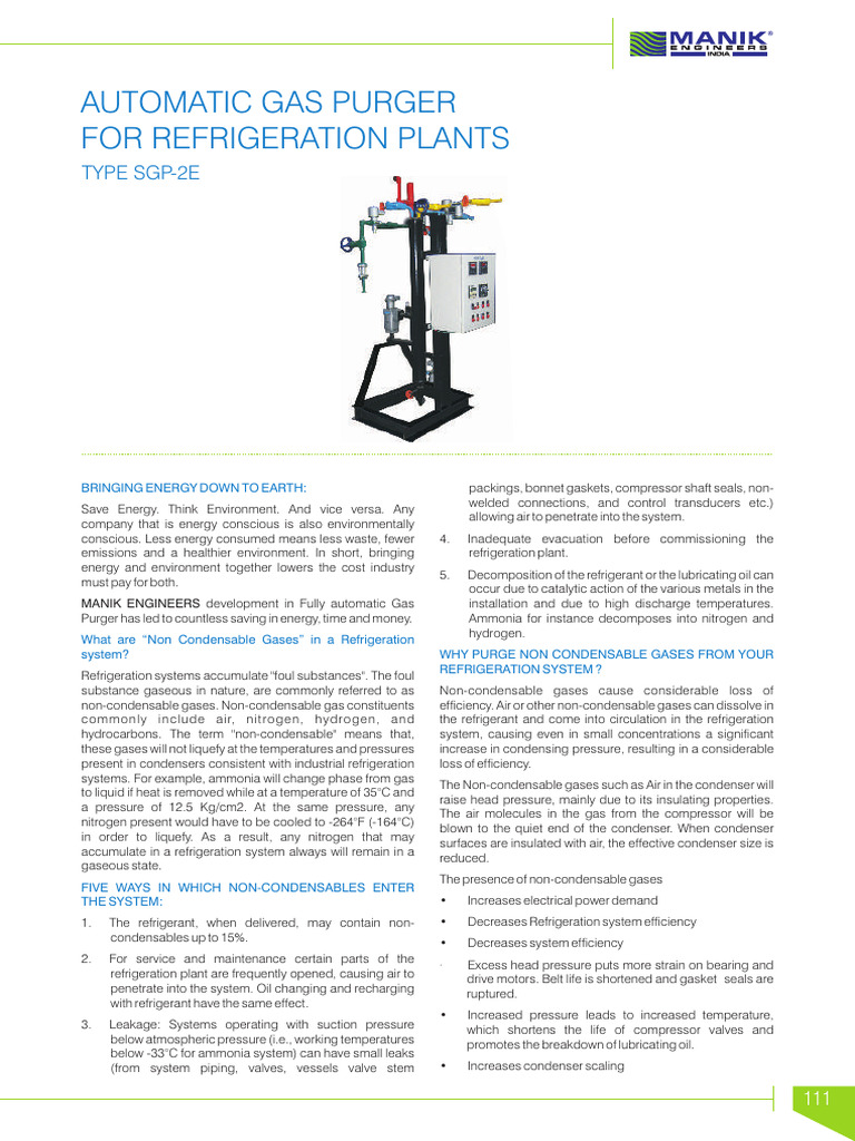 26 - Automatic Air Purger Sgp2e | PDF | Refrigeration | Gases