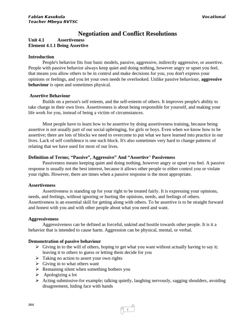 LS 04 Negotiation and Conflict Resolutions | PDF | Negotiation | Conflict Resolution